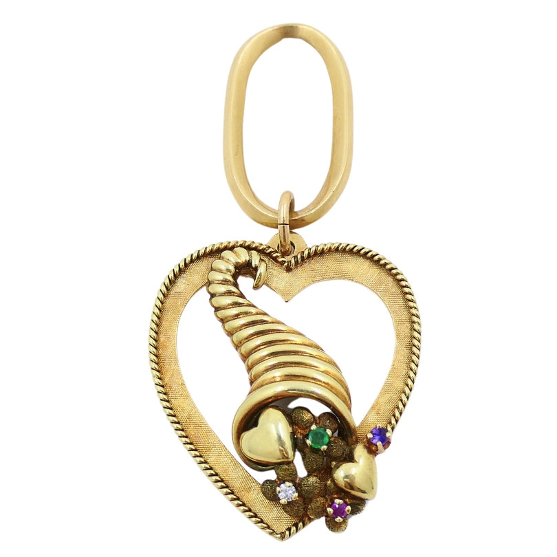 14k Gold Heart Pendant Cornucopia Design – Nadine Krakov Collection