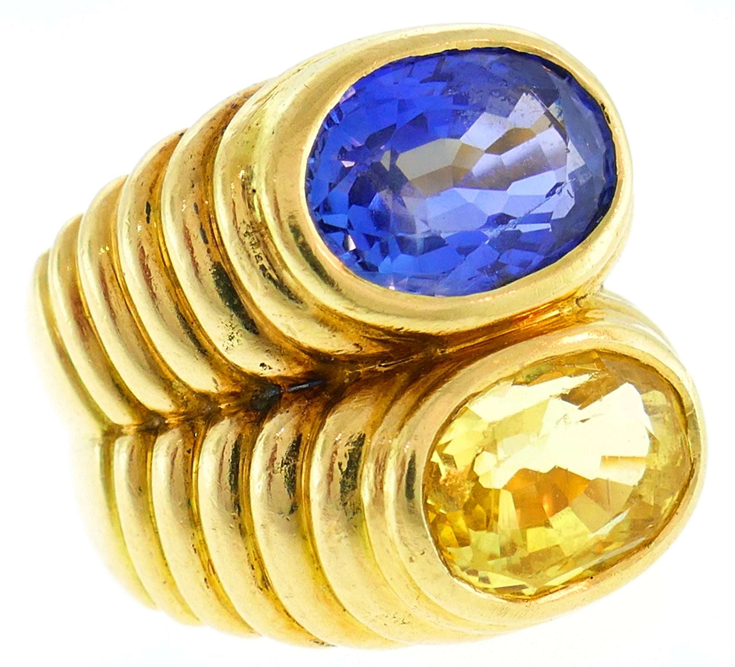 Bulgari Sapphire Yellow Gold Doppio Ring – Nadine Krakov Collection