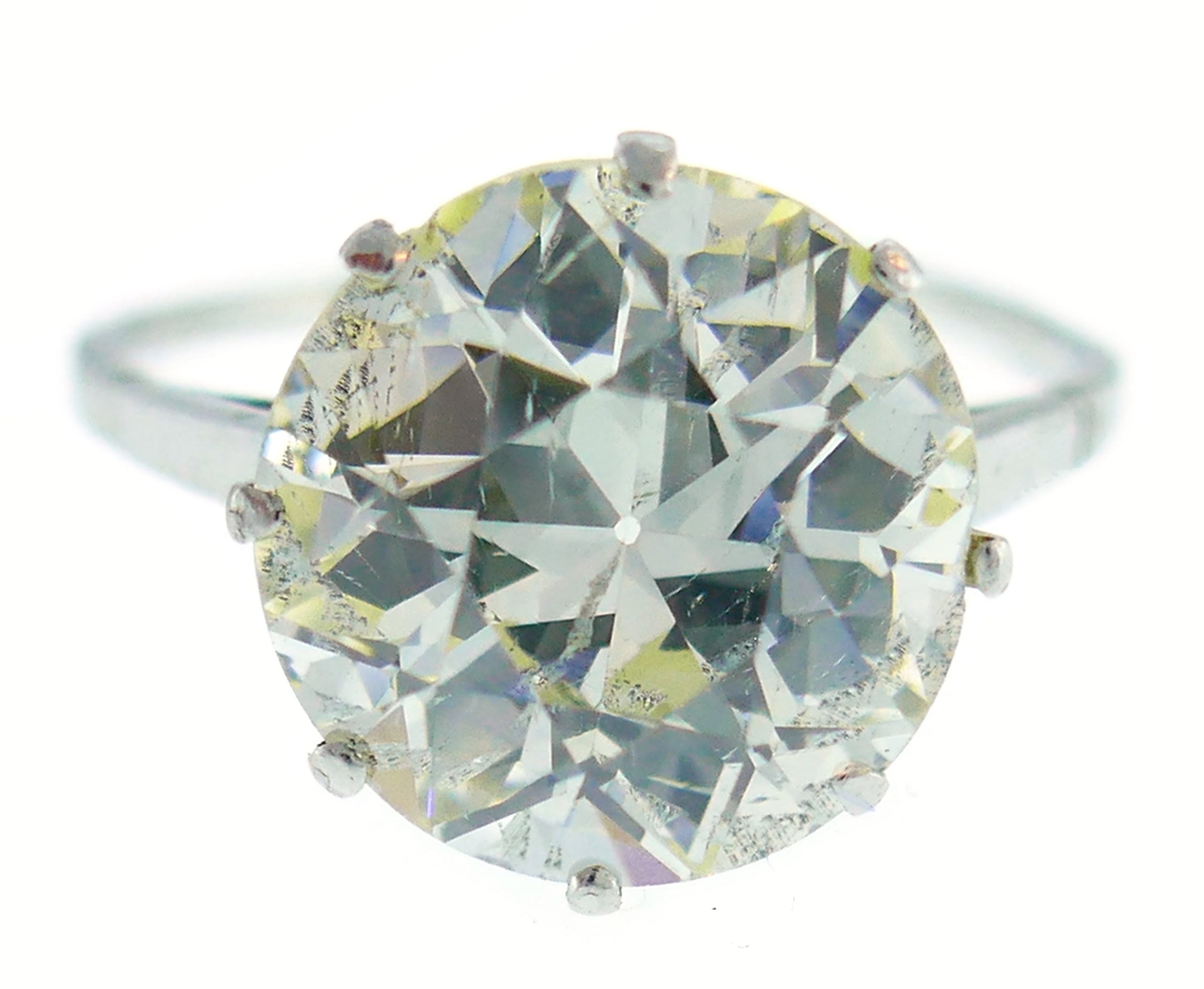 Art Deco Diamond Platinum Solitaire Ring, 4.86 Carat Old European Cut ...