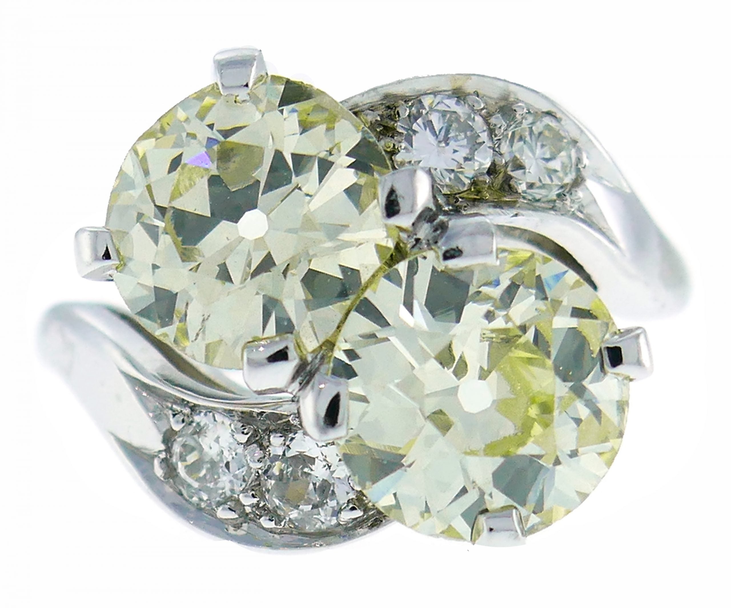 Art Deco Diamond Platinum Bypass Ring, Old European Cut – Nadine Krakov ...