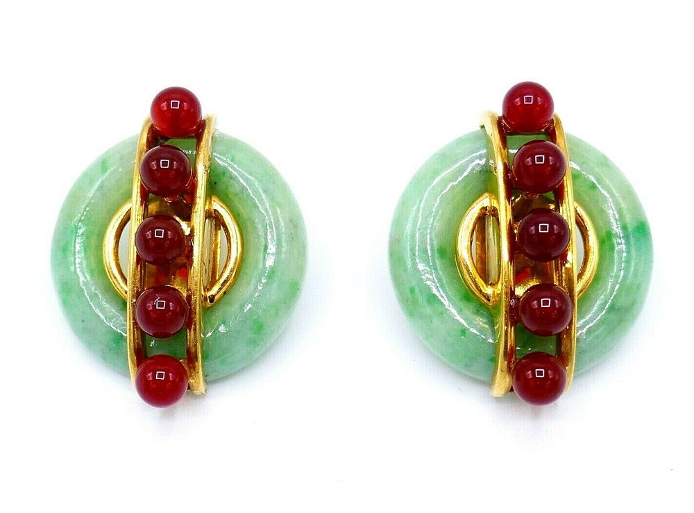 Cartier by A.Cipullo Jade Carnelian Yellow Gold Earrings – Nadine ...